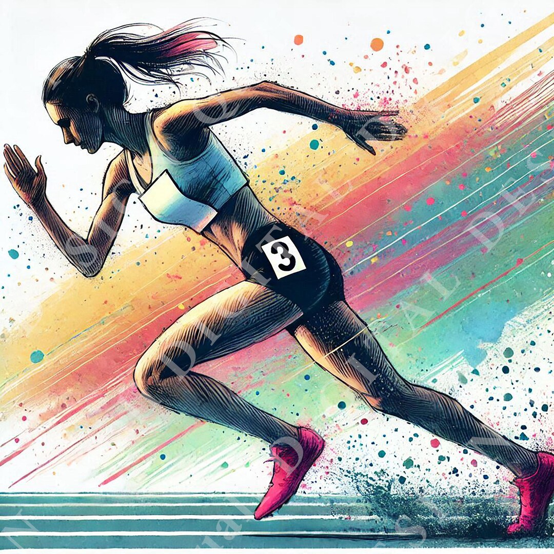 Dynamic Runner: Vibrant Sports Art Print - 20 High-resolution Files ...