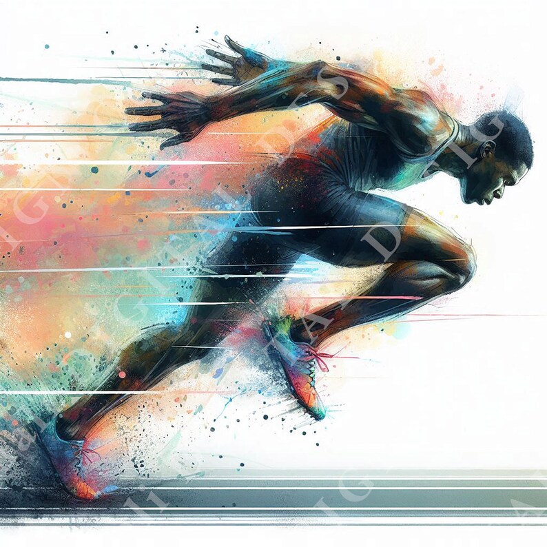Dynamic Runner: Vibrant Sports Art Print - 20 High-resolution Files ...