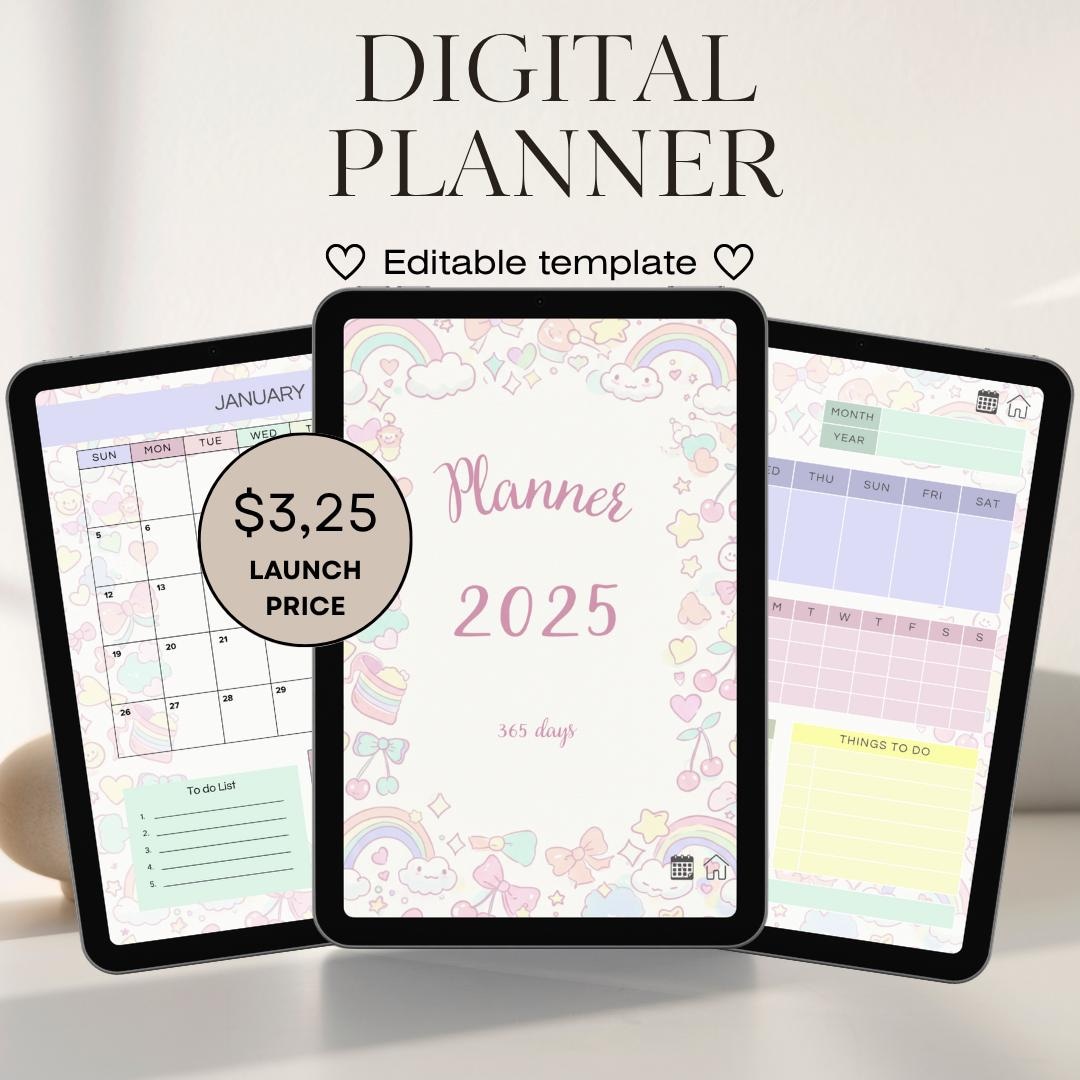 BESTSELLER Pastel Digital Planner 2025 | Soft Girl Aesthetic ...