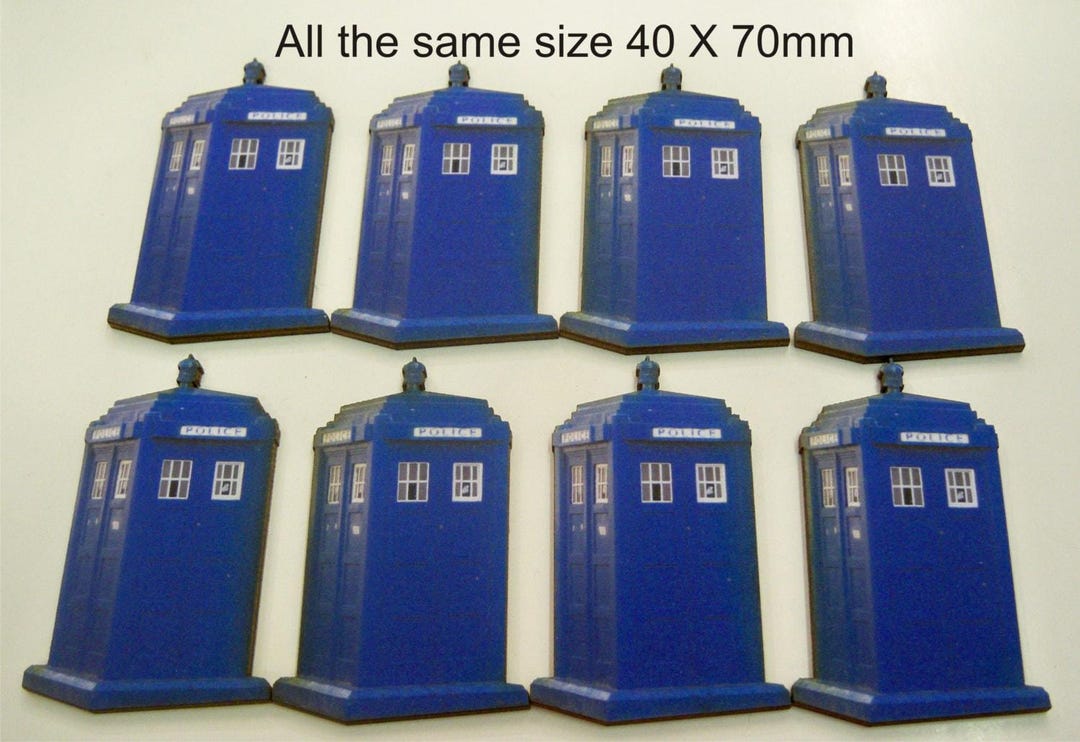 Blue Police Phone Box. a Packet of 8 Wood Cutouts. Suitable for Magnets ...