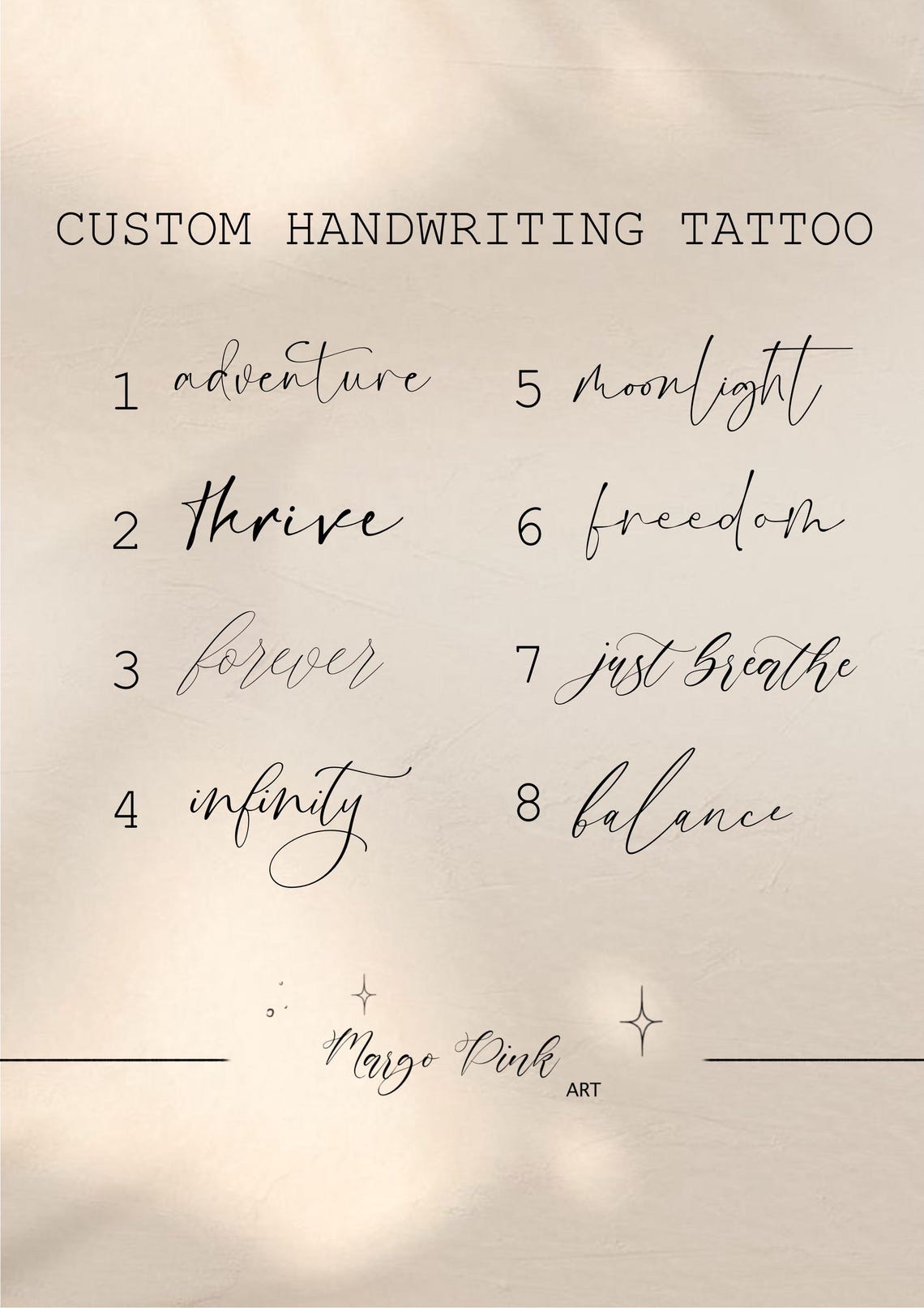 Handwriting Custom Tattoo, Lettering Style Design, Bespoke Name, Meaningful Words, Unique Fonts ...