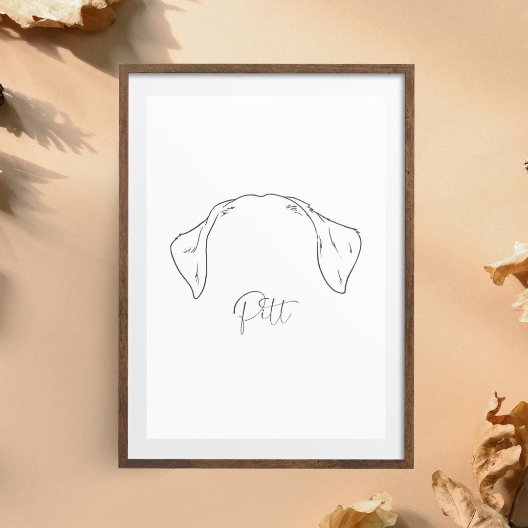 Dog Ears Line Art, Customized Print for Animal Lover, Digital Printable ...