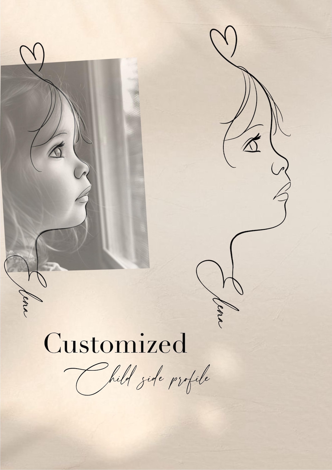 Baby Side Profile Outline, Fine Line Custom Silhouette Digital Design ...