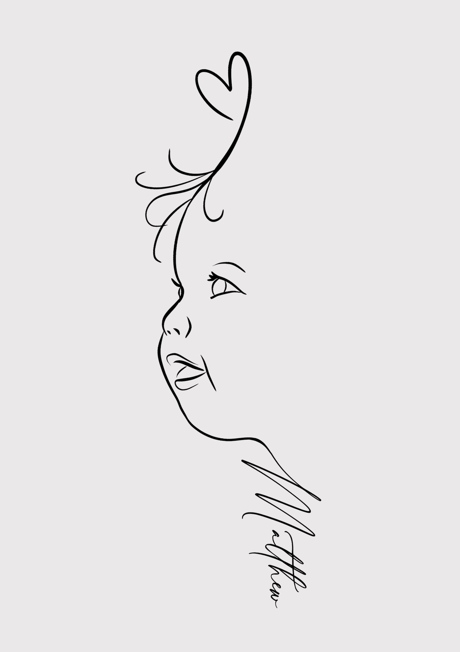 Baby Side Profile Outline, Fine Line Custom Silhouette Digital Design ...