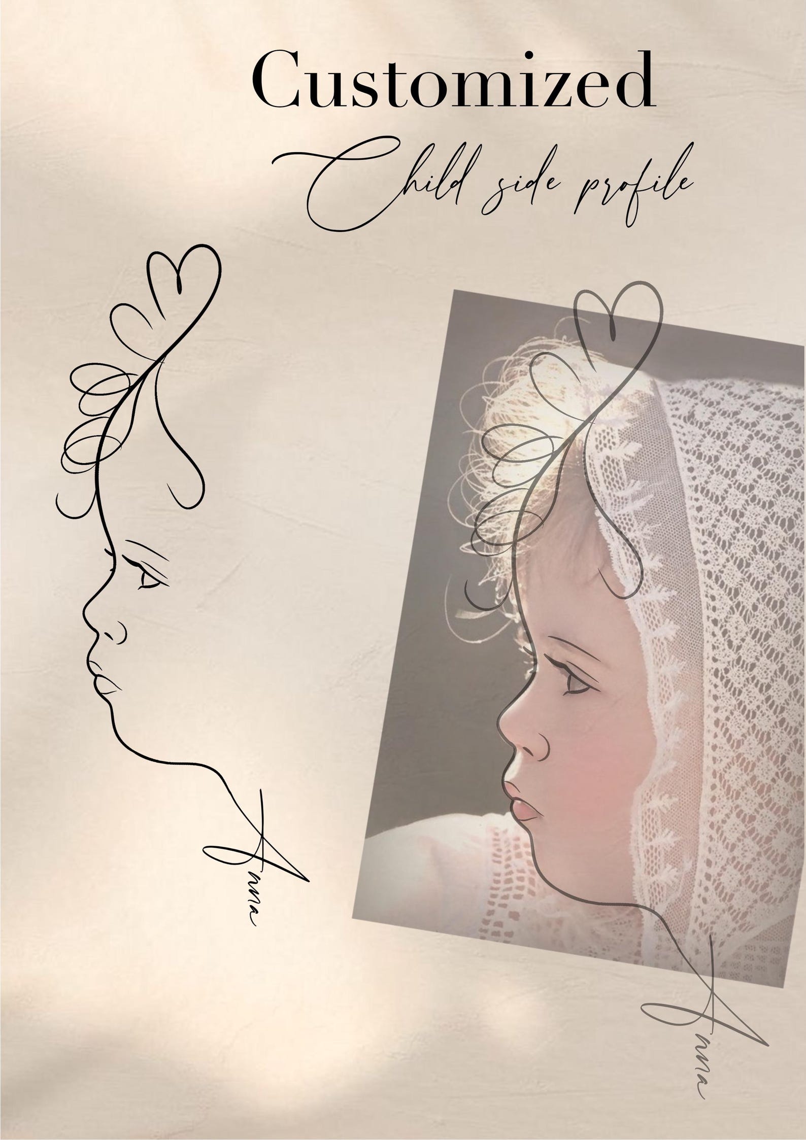 Baby Side Profile Outline, Fine Line Custom Silhouette Digital Design ...