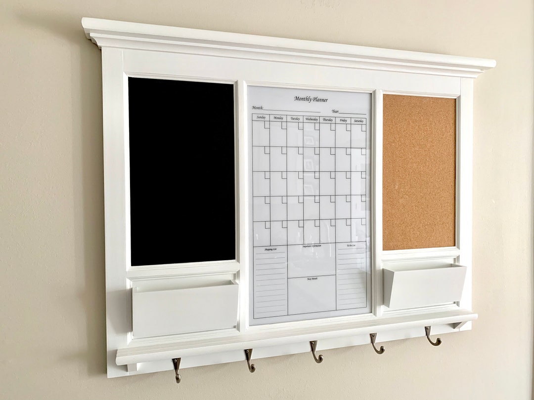 Dry Erase White Board Calendar Framed for Kitchen Home Office Wall ...