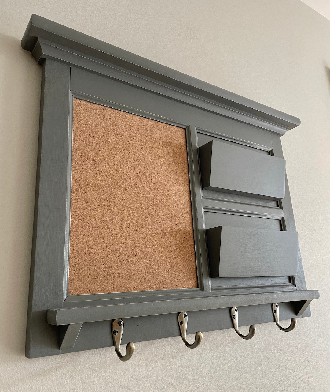 Cork Bulletin Board Organizer or Chalkboard With Storage Shelf, Mail ...