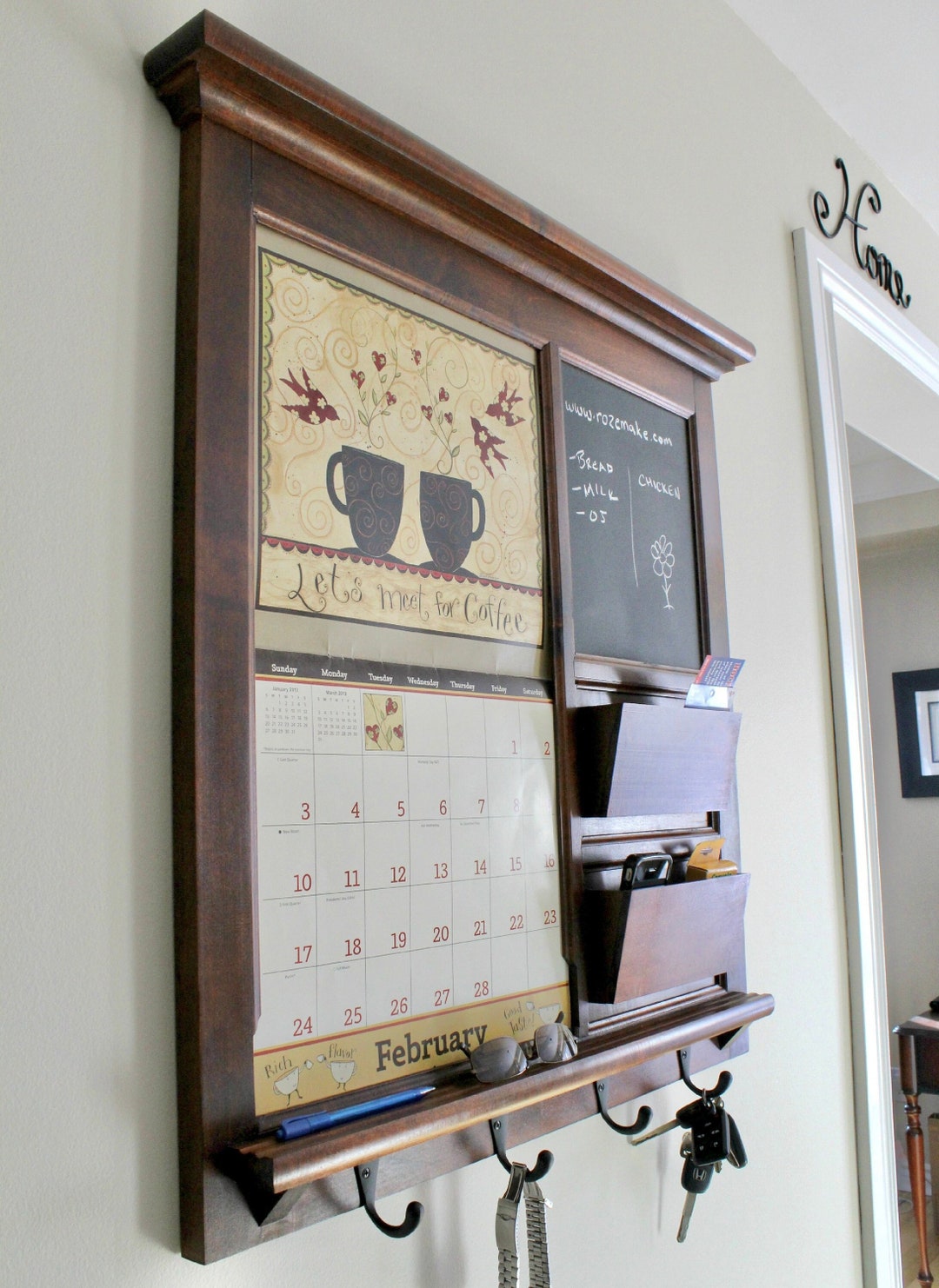 Wall Organizer Family Calendar Wall Calendar Frame Maple Furniture ...