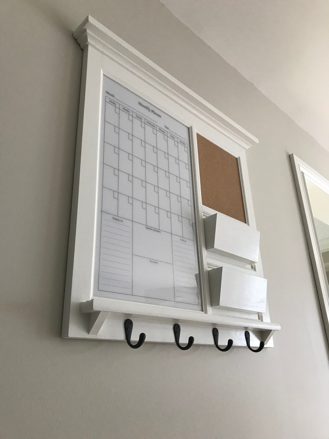 Framed Dry Erase Calendar and Bulletin Board With Double Mail Pocket ...