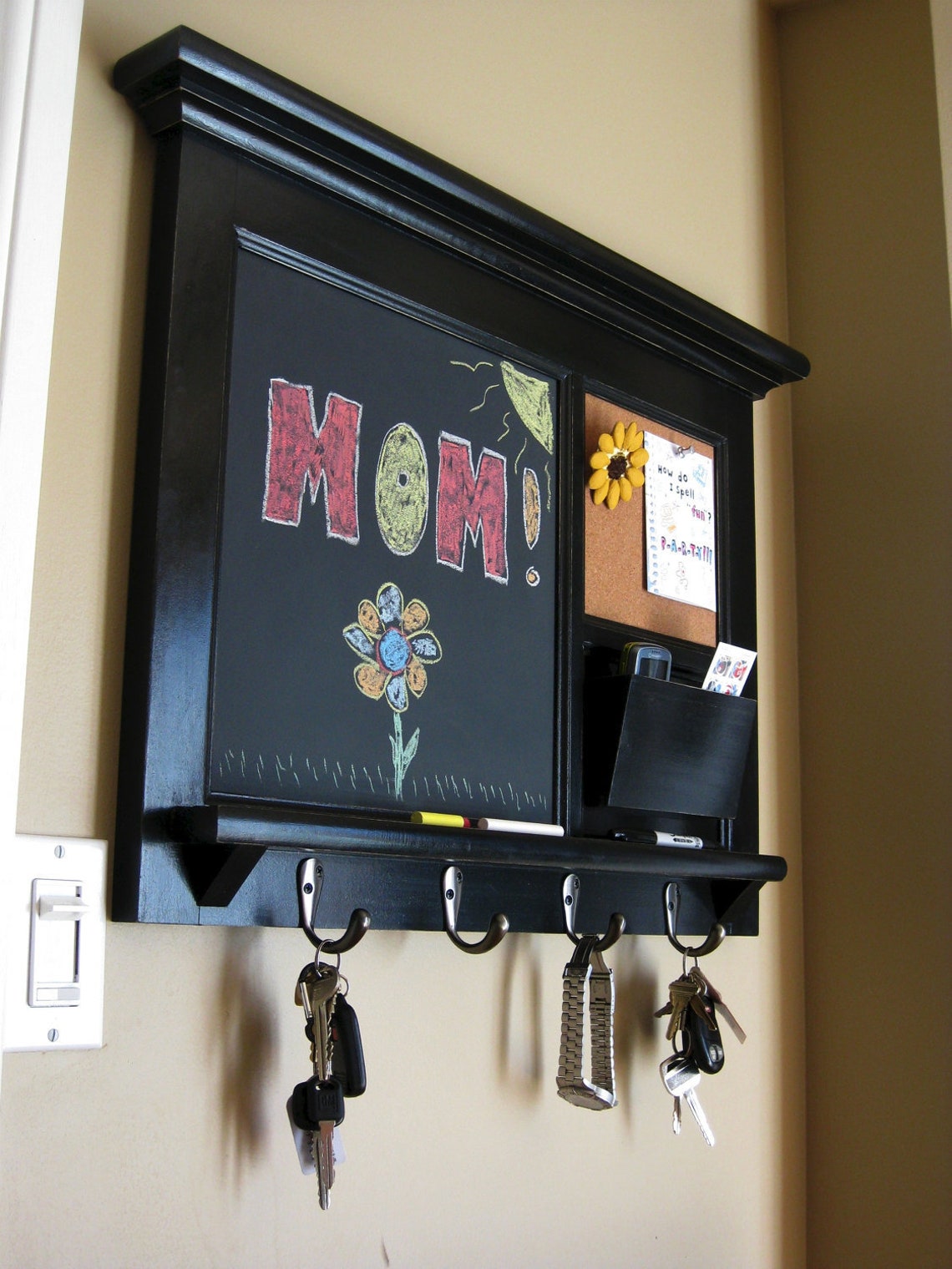 Wall Chalkboard and Bulletin Board Command Center Home Decor | Etsy