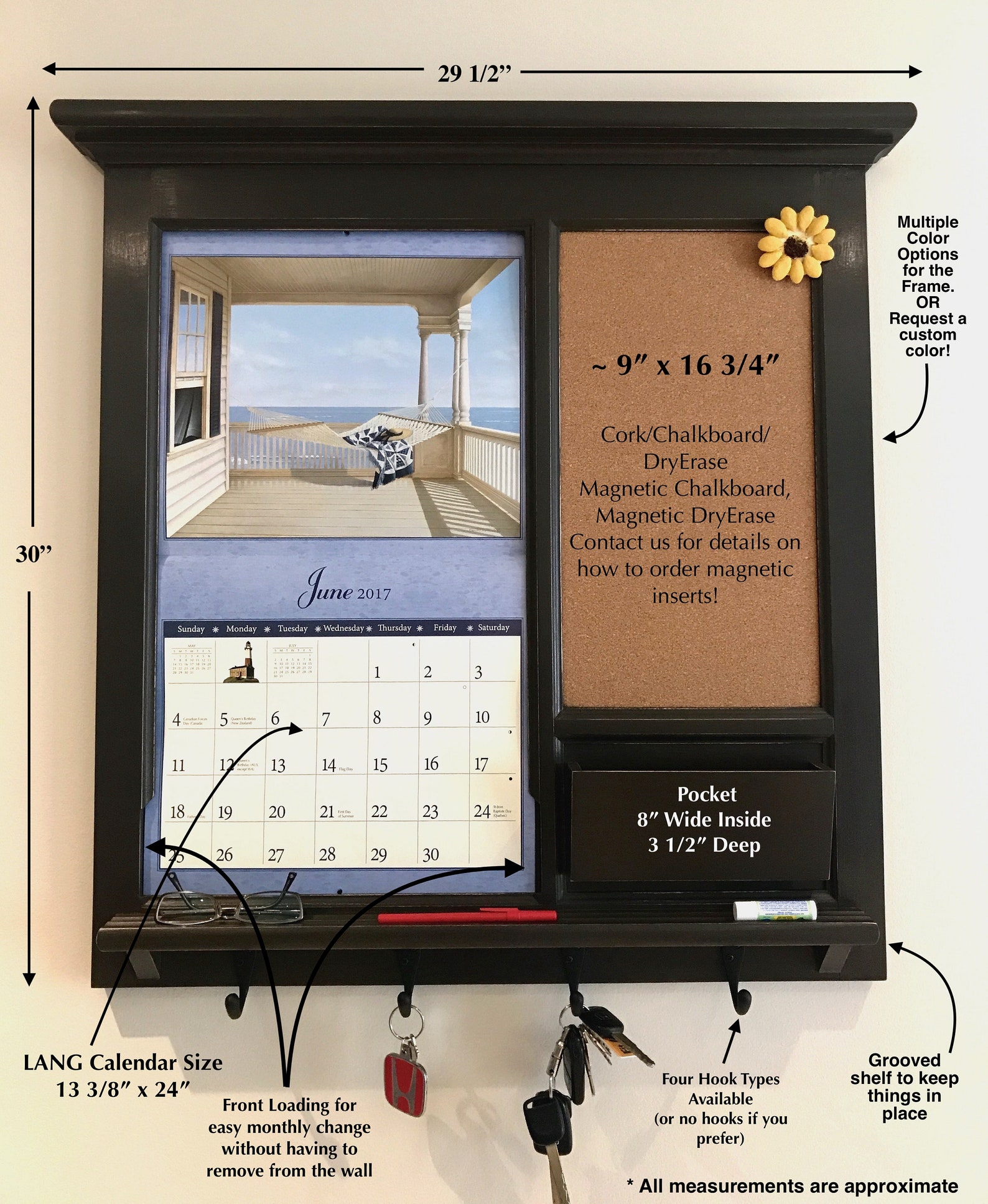 LANG Calendar Frame, Front Loading Wall Home Decor Furniture Single ...