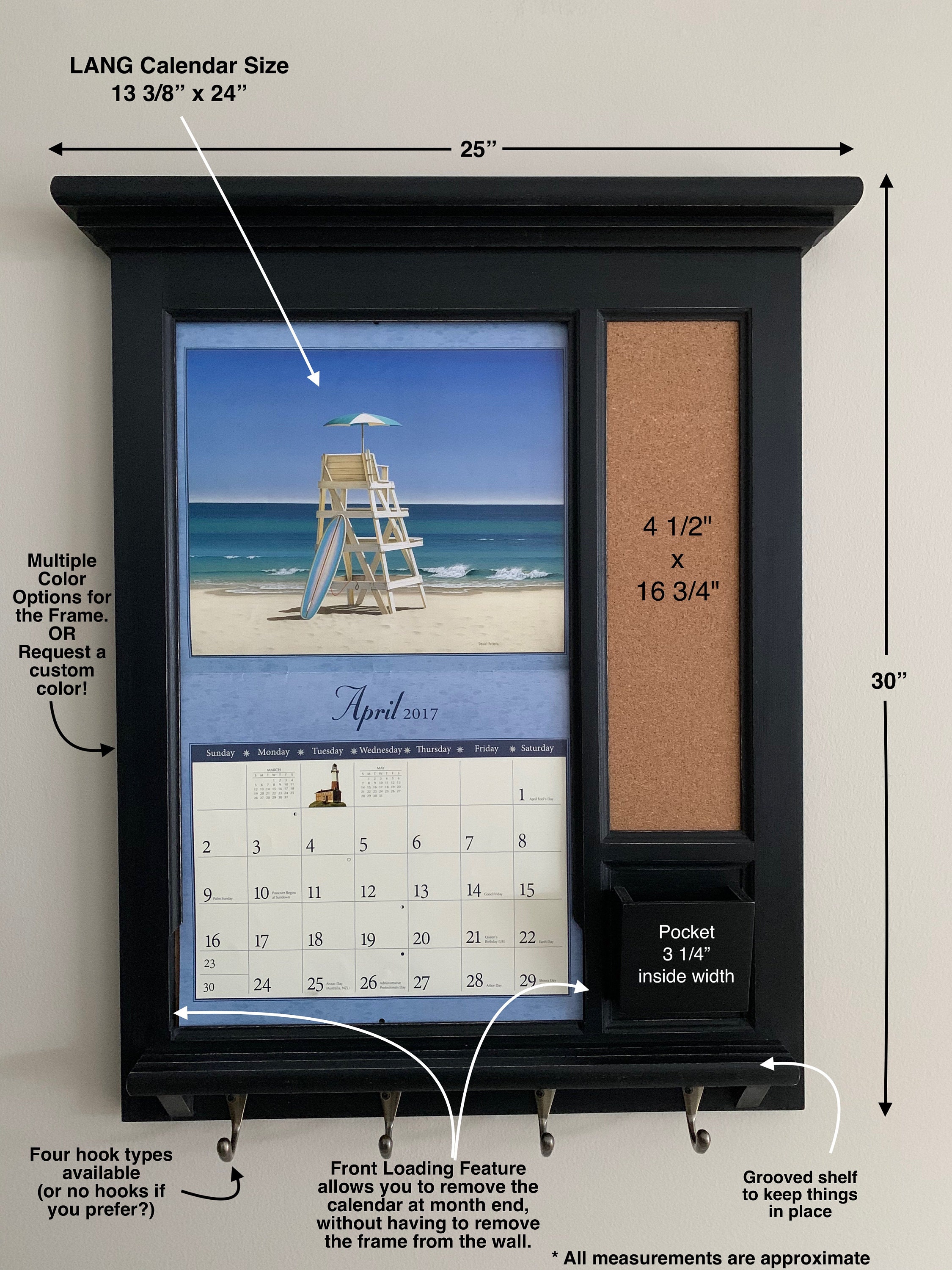 LANG Calendar Frame Front Loading Midsized Home Decor Framed | Etsy