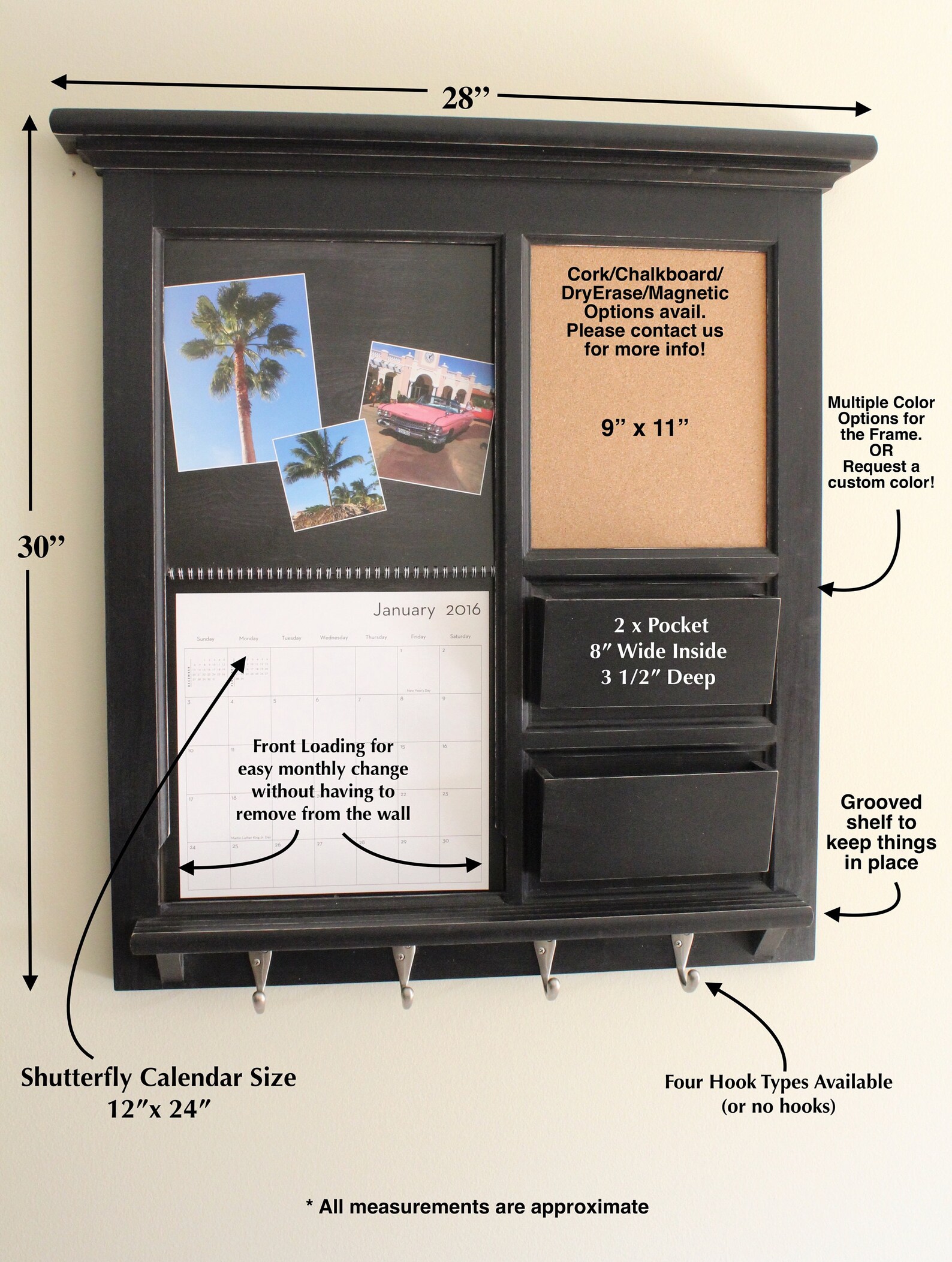 Shutterfly Calendar Family Calendar Holder Mail Organizer Double Pocket ...