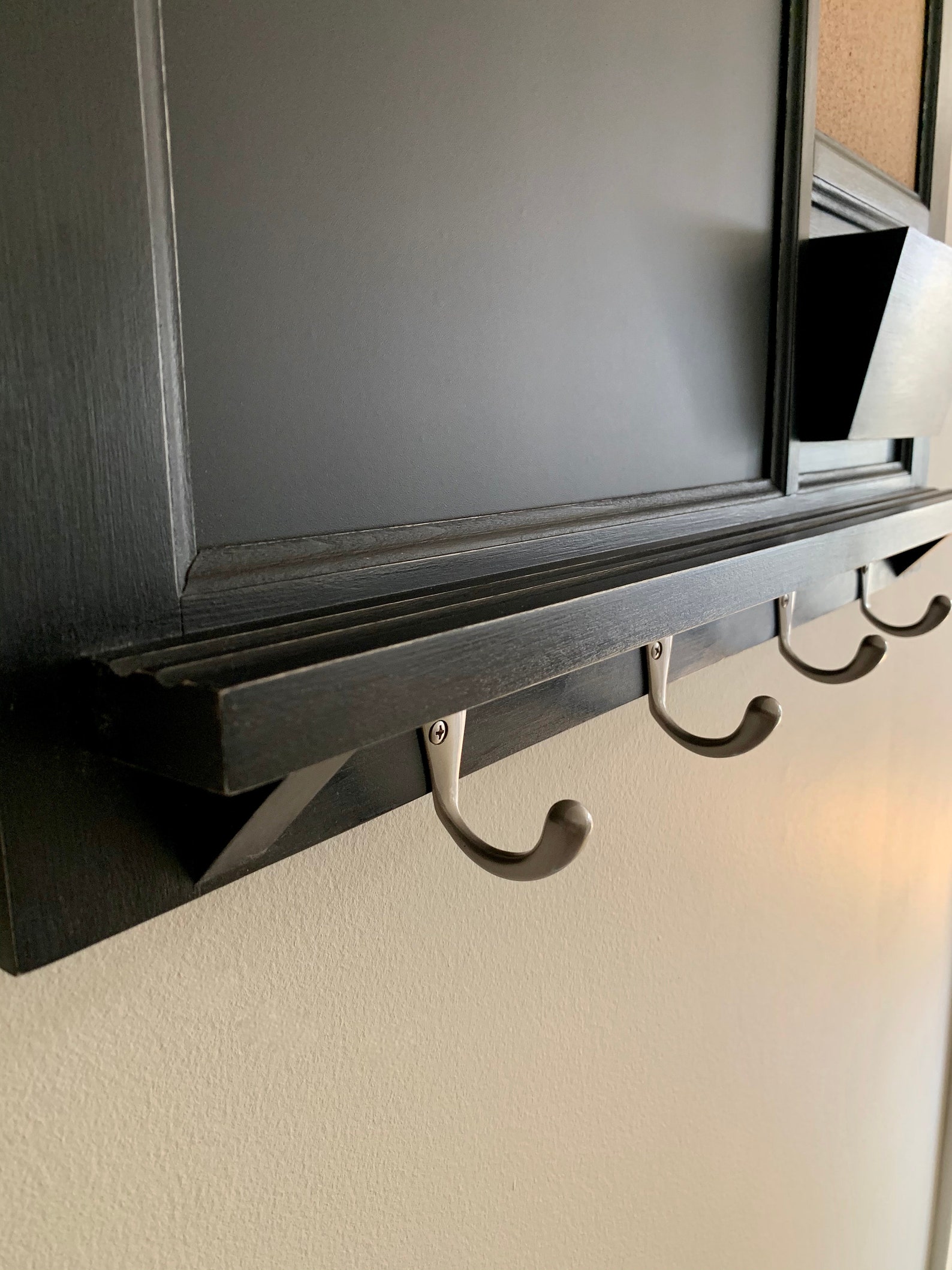 Framed Chalkboard Wall Mail Organizer Storage with Cork Board. | Etsy