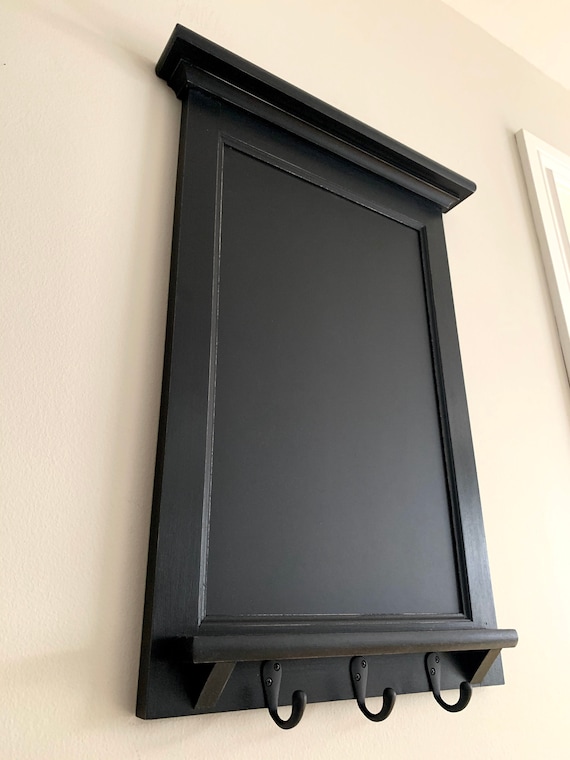Chalkboard Organizer With Shelf Wood Framed Furniture Key - Etsy