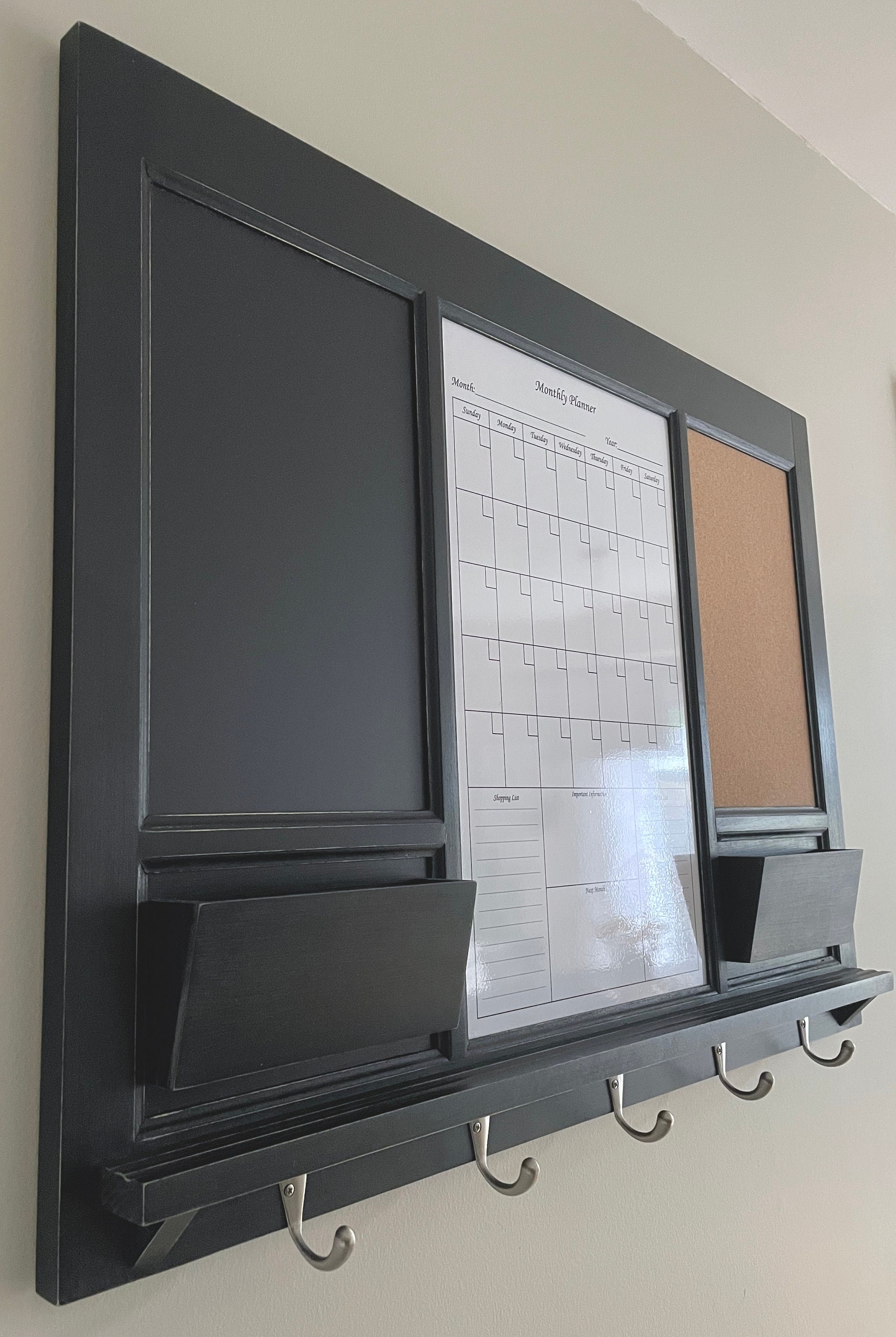 Modern Style Dry Erase White Board Calendar Framed for Kitchen Home ...