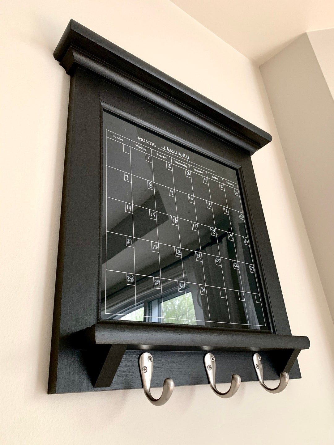 Black Dry Erase Calendar Organizer and Family Planner for Kitchen, Home ...