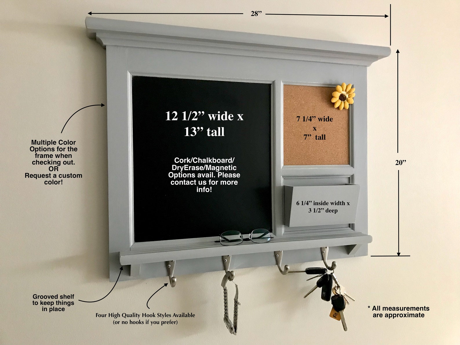 Command Center Wall Organizer Home Decor Storage Corkboard Office Decor ...