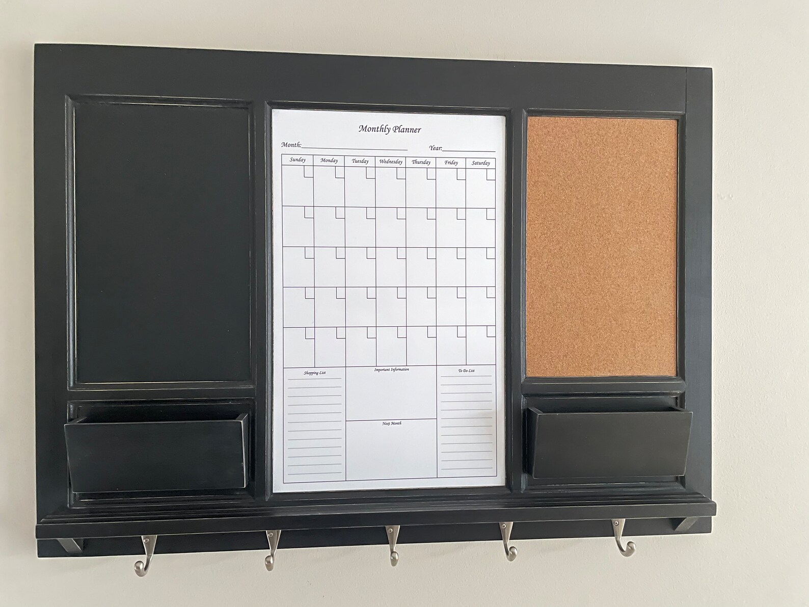 Modern Style Dry Erase White Board Calendar Framed for Kitchen Home ...