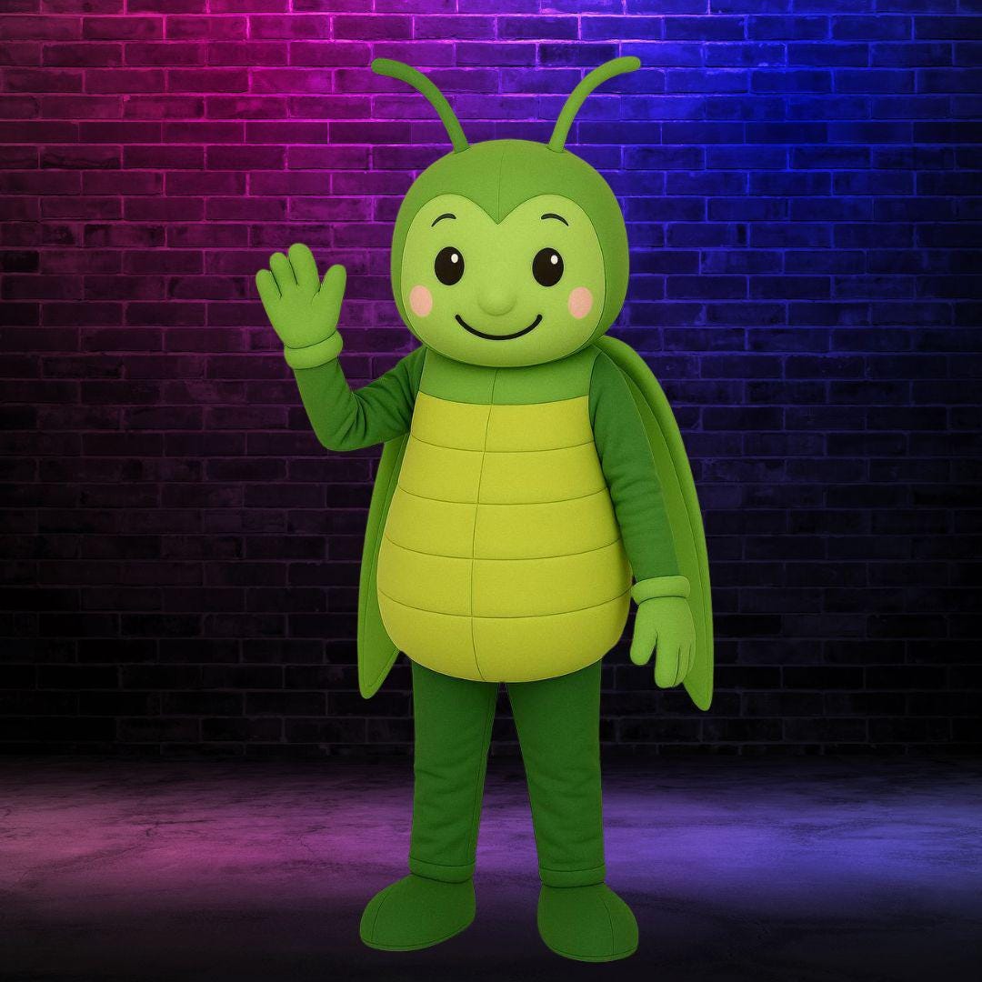Kids Grasshopper Mascot Costume: Plush Insect Suit for Parties ...