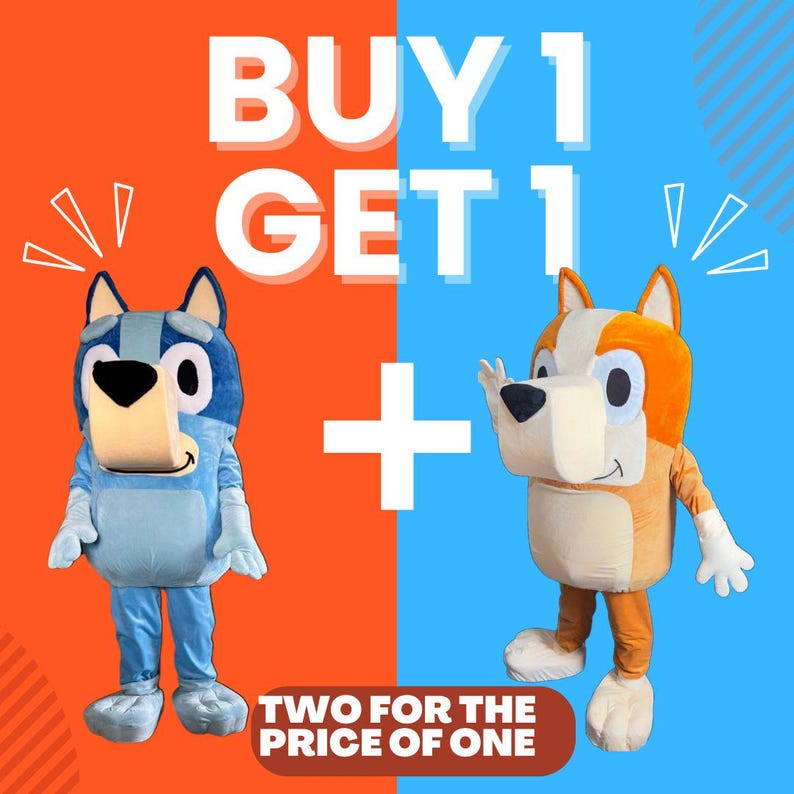 Blue & Bingo Mascot Costumes for Entertainers – Buy One, Get One Free ...