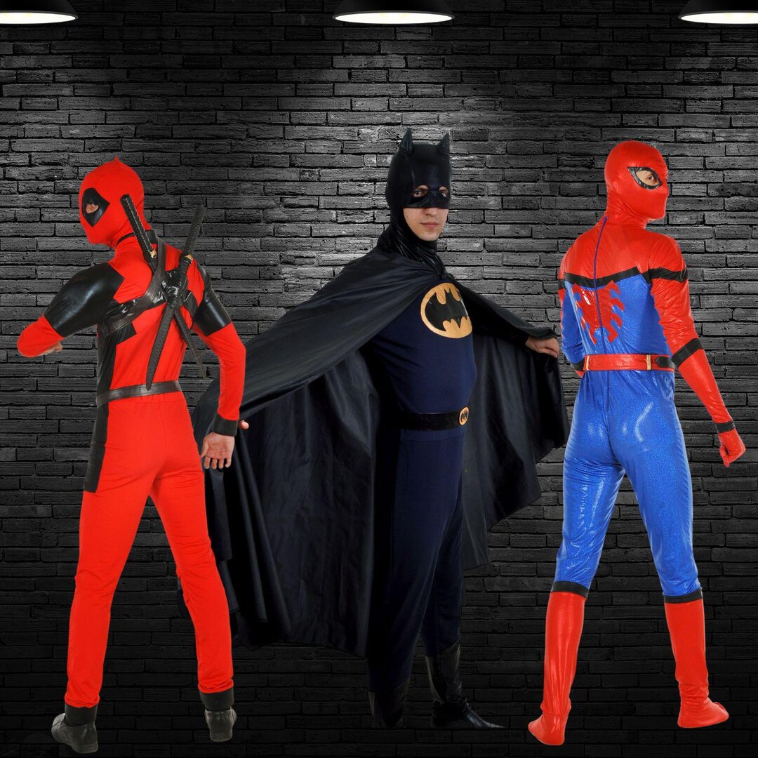 Superhero Costume Red Blue Superhero Suit Red Hero Outfit Black Spandex ...