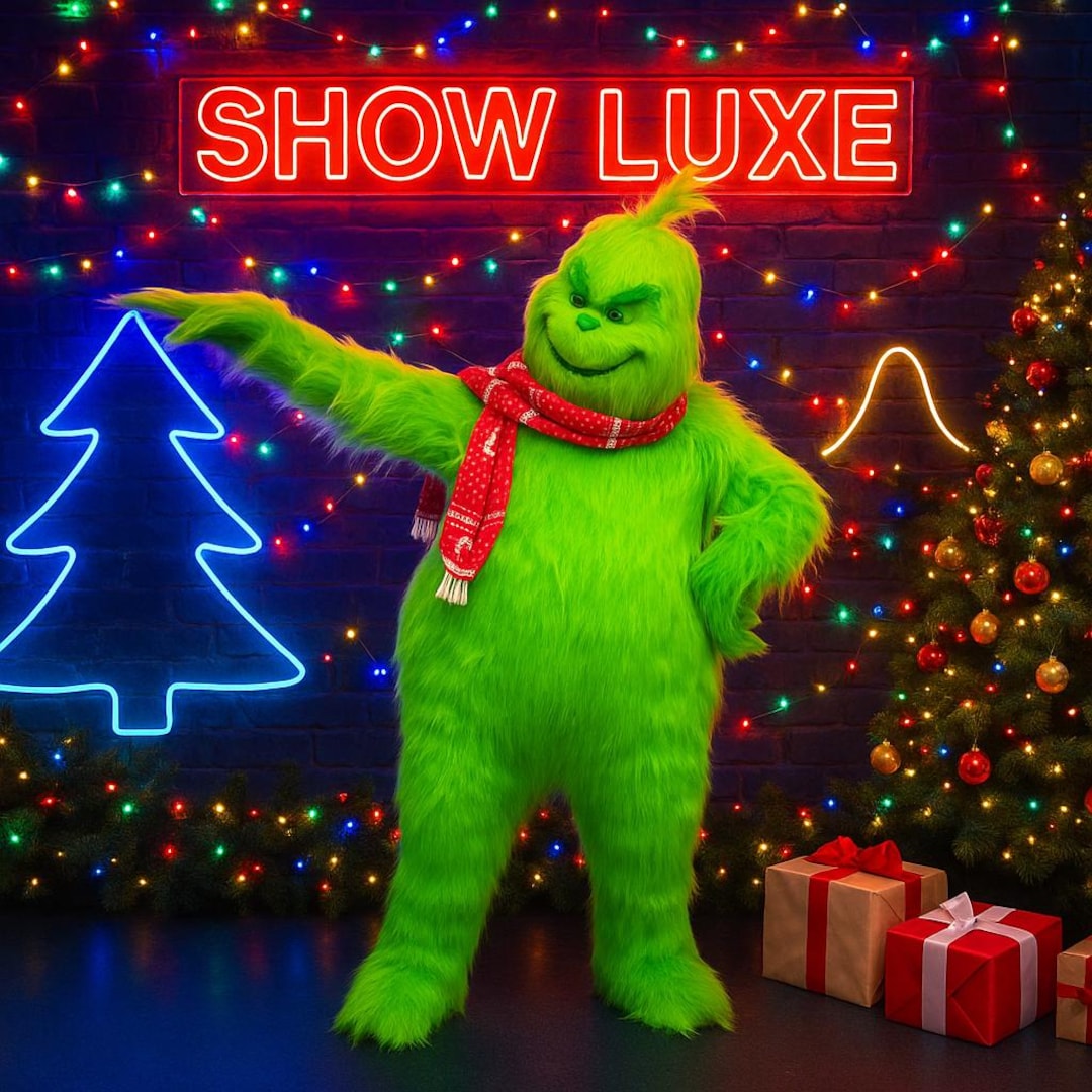 Handmade Grinch Mascot Costume With Red Coat, Furry Holiday Suit - Etsy