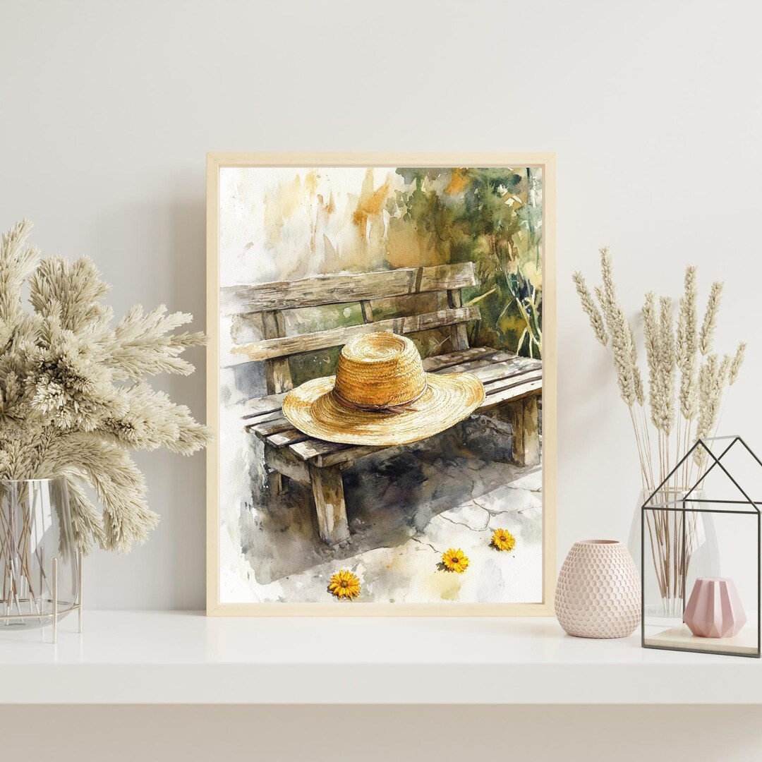 Rustic Straw Hat Printable Art, Watercolor Mexican Artwork for ...