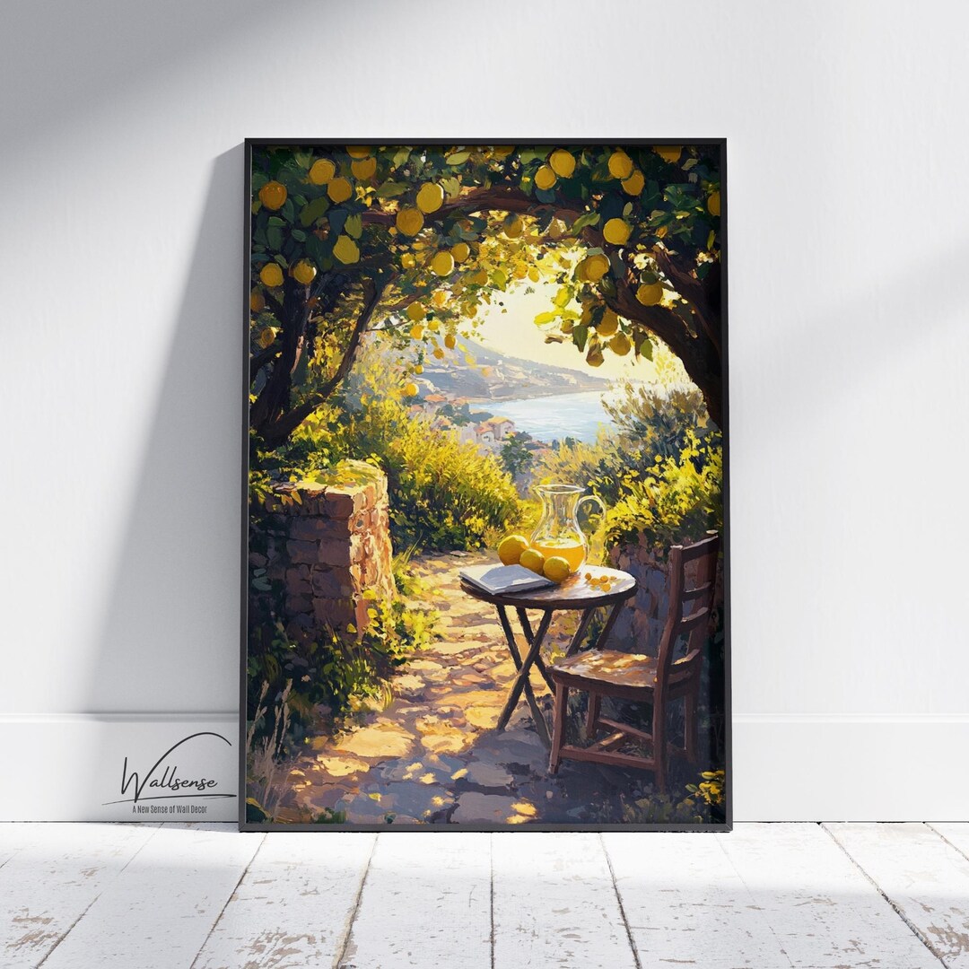 Summer Lemon Tree Digital Print - Mediterranean Landscape Art With ...