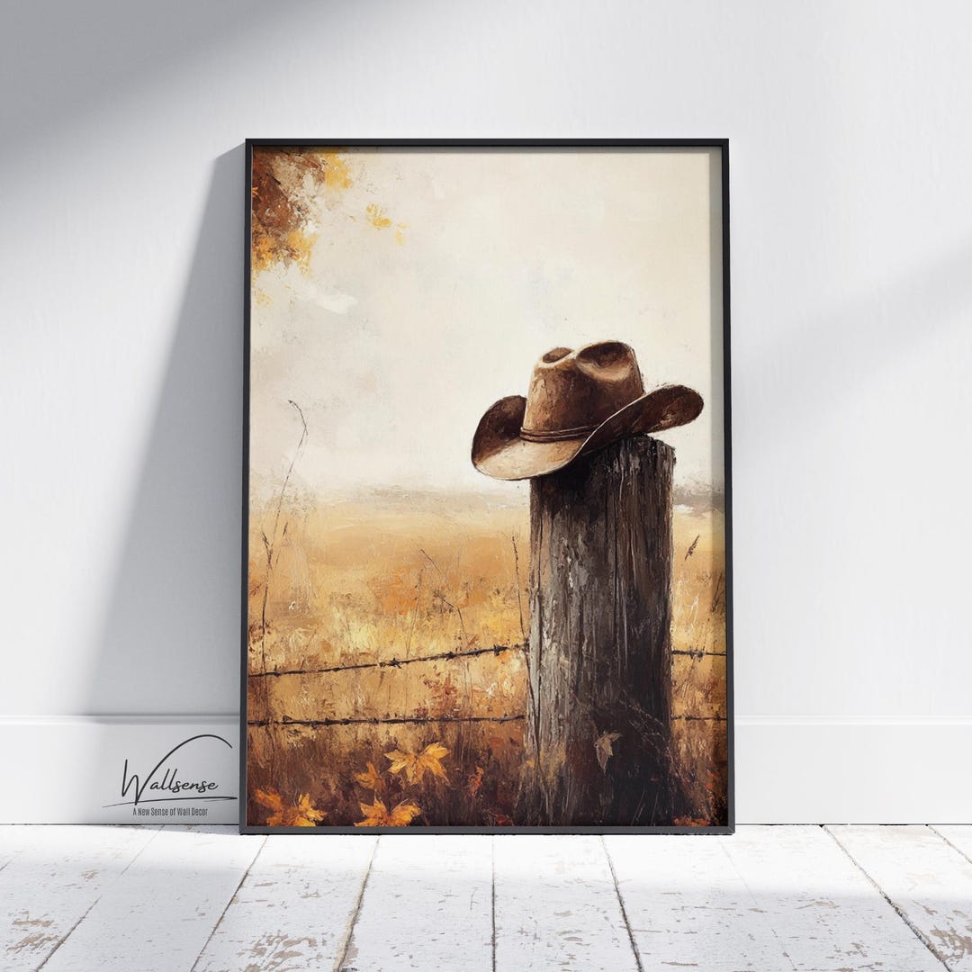 Vintage Cowboy Hat Digital Art | Farmhouse Autumn Western Decor ...