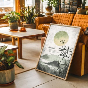 Japanese Lime Cream Digital Wall Art, Gaman Inspired Modern Japanese ...