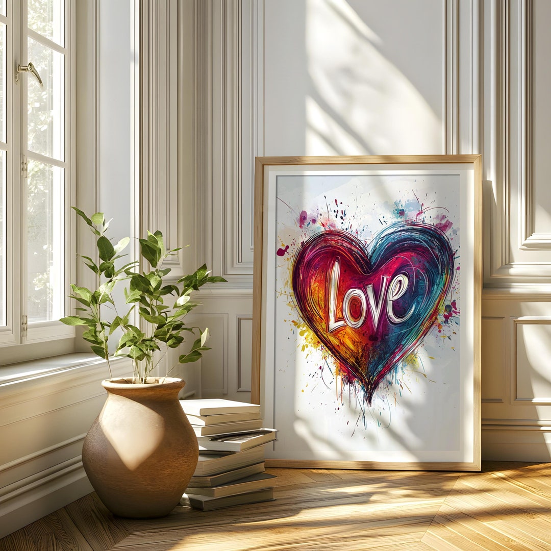 Colorful Heart Love Quote Digital Poster Romantic Love Quote Digital ...