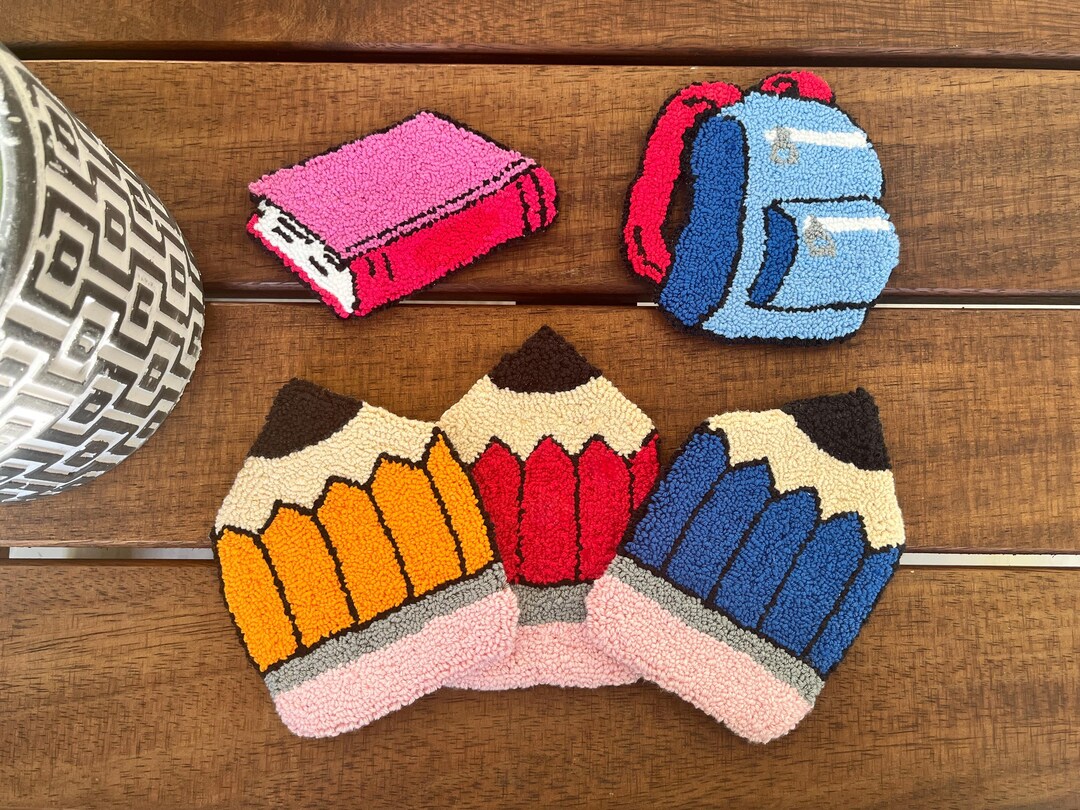 Pencil Shape Coaster, Punch Needle Coaster, Turkish Coaster, Handmade ...