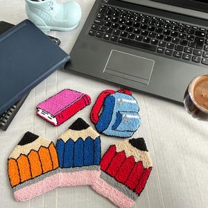 Pencil Shape Coaster, Punch Needle Coaster, Turkish Coaster, Handmade ...