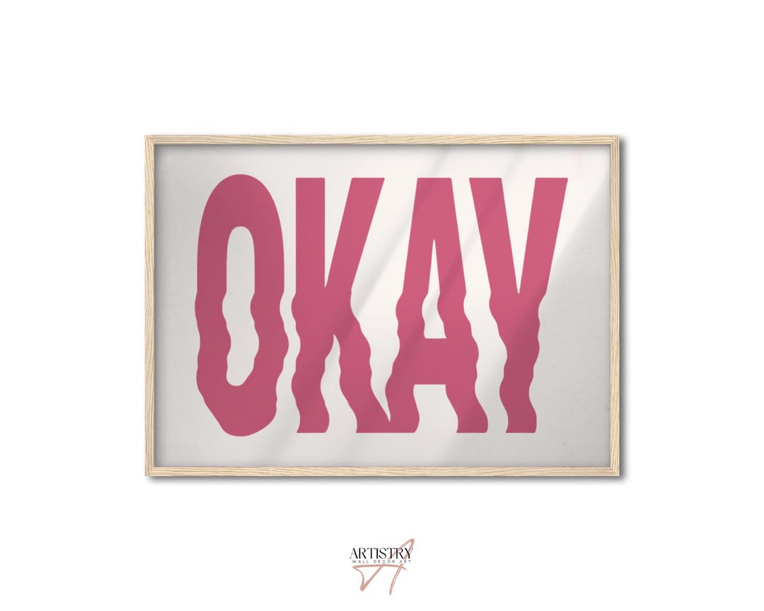 Wavy Okay Pink Print • Trendy Pink Girly Wall Art • Room Wall Art ...