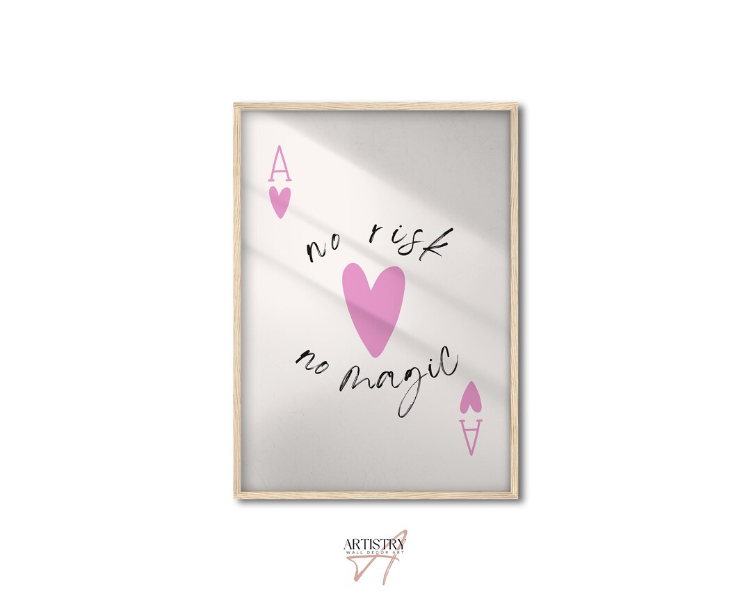 Pink Ace Card Print • Trendy Wall Art • Pink and Black Wall Poster ...
