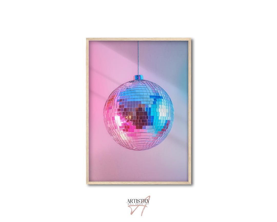 Pink Mirrorball Poster • Disco Ball Wall Art • Funky Wall Art ...