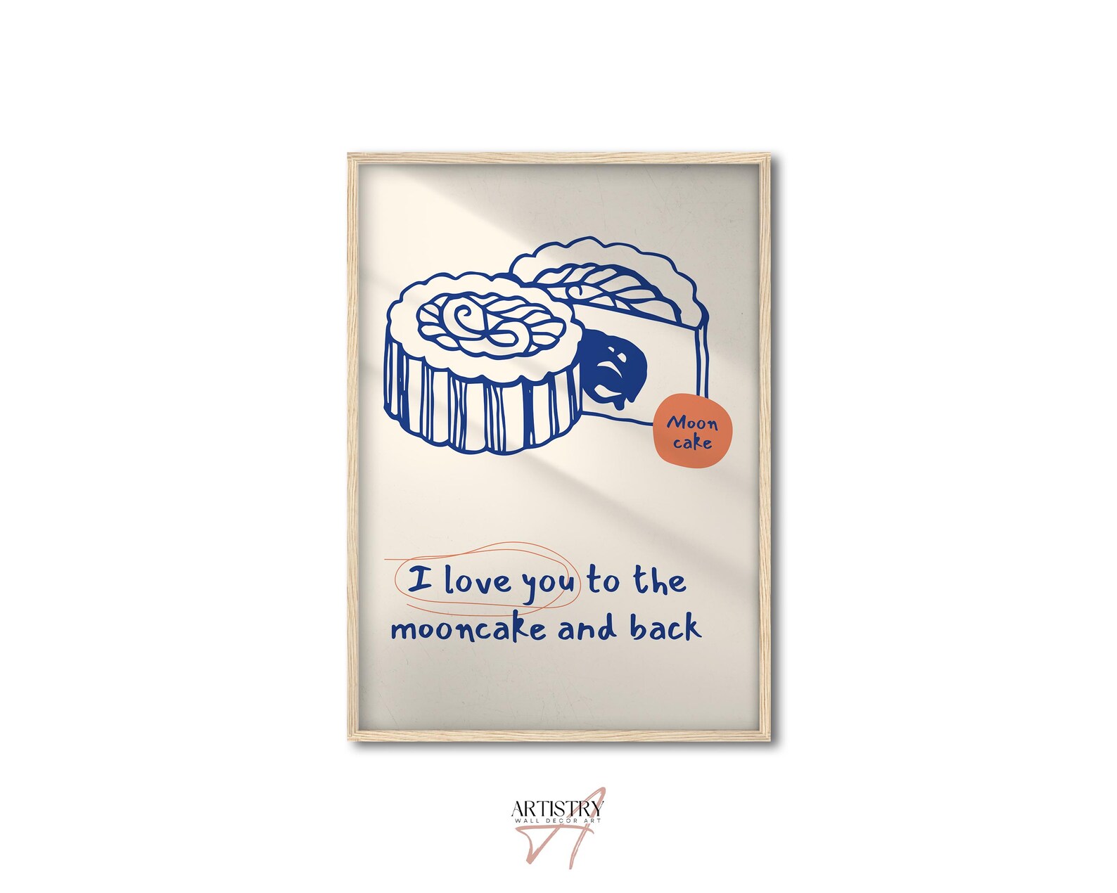 Mooncake Poster • Food Poster • Love Quotes Wall Art • Modern Blue Wall ...