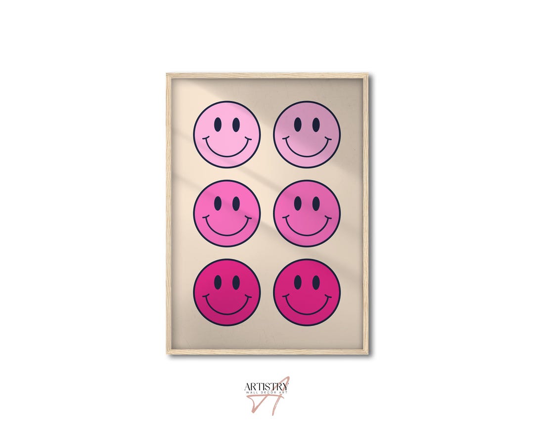 Retro Happy Smiley Face Print • Girls Room Wall Art • Modern Wall Decor ...