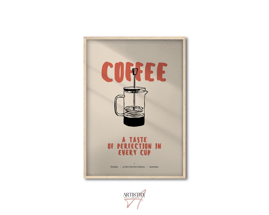 Hand Drawn Coffee Bar Poster • Kitchen Wall Art Print • Kitchen ...