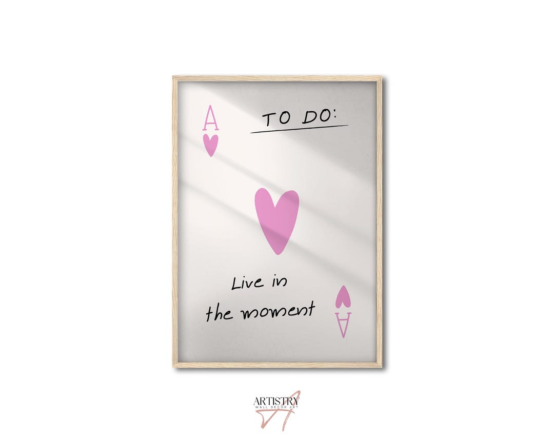 Ace Playing Card Wall Art • Trendy Retro Print • Pink and Black ...