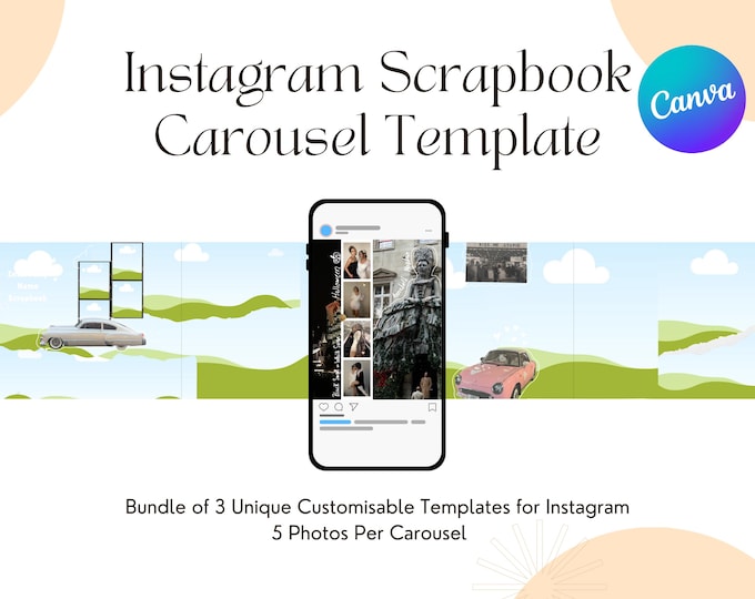 Canva Digital Scrapbook Templates for Instagram Carousel (FREE Canva ...
