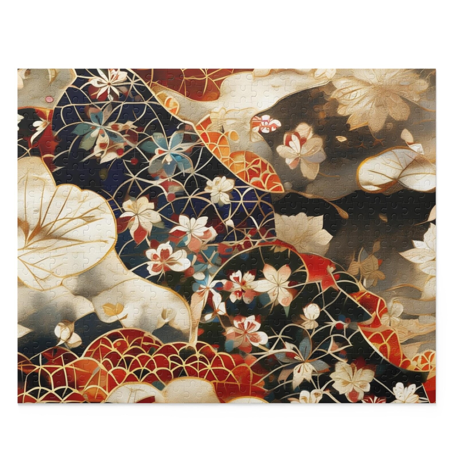 Puzzle, Traditional Japanese Pattern Collage, Colorful Design, Hemp ...