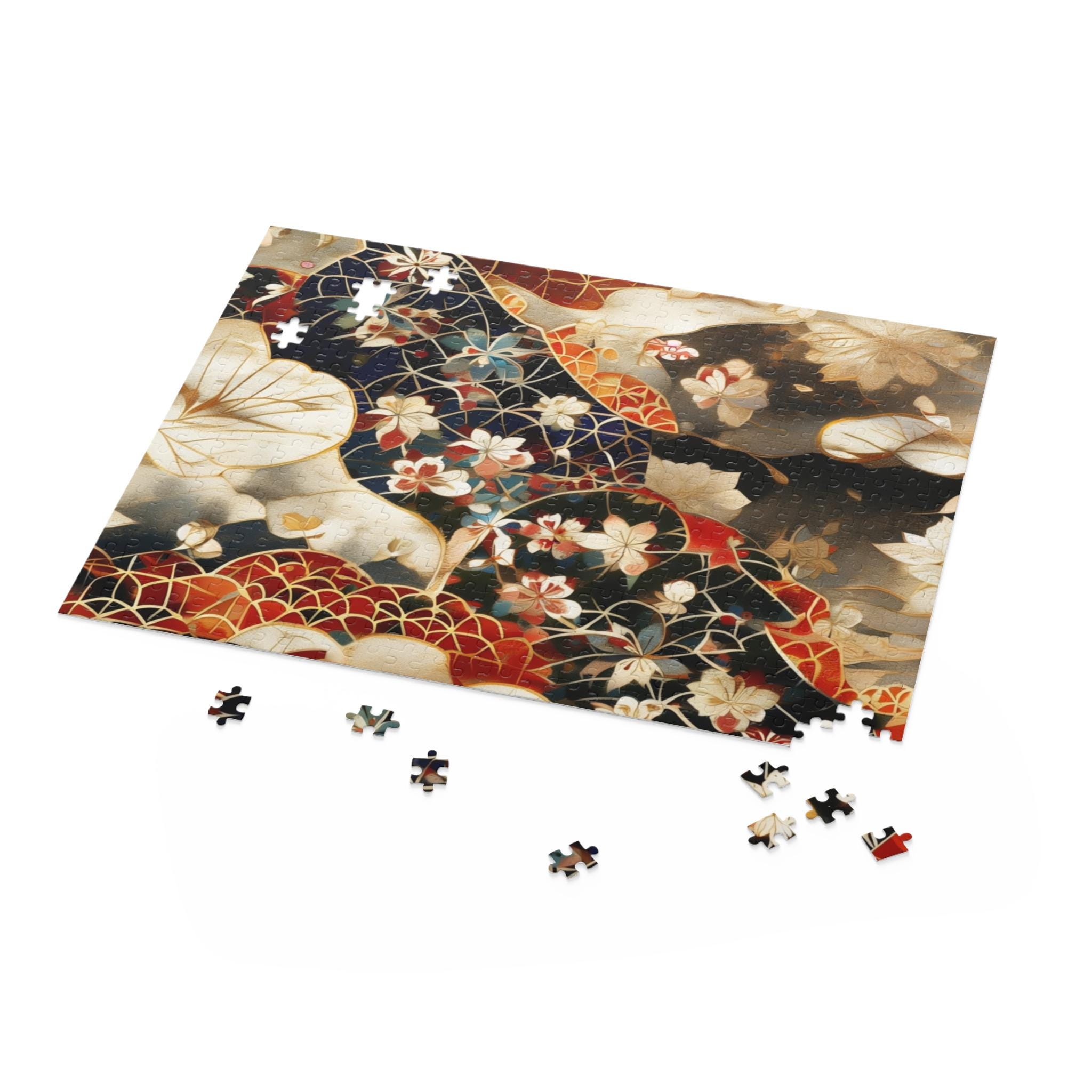 Puzzle, Traditional Japanese Pattern Collage, Colorful Design, Hemp ...