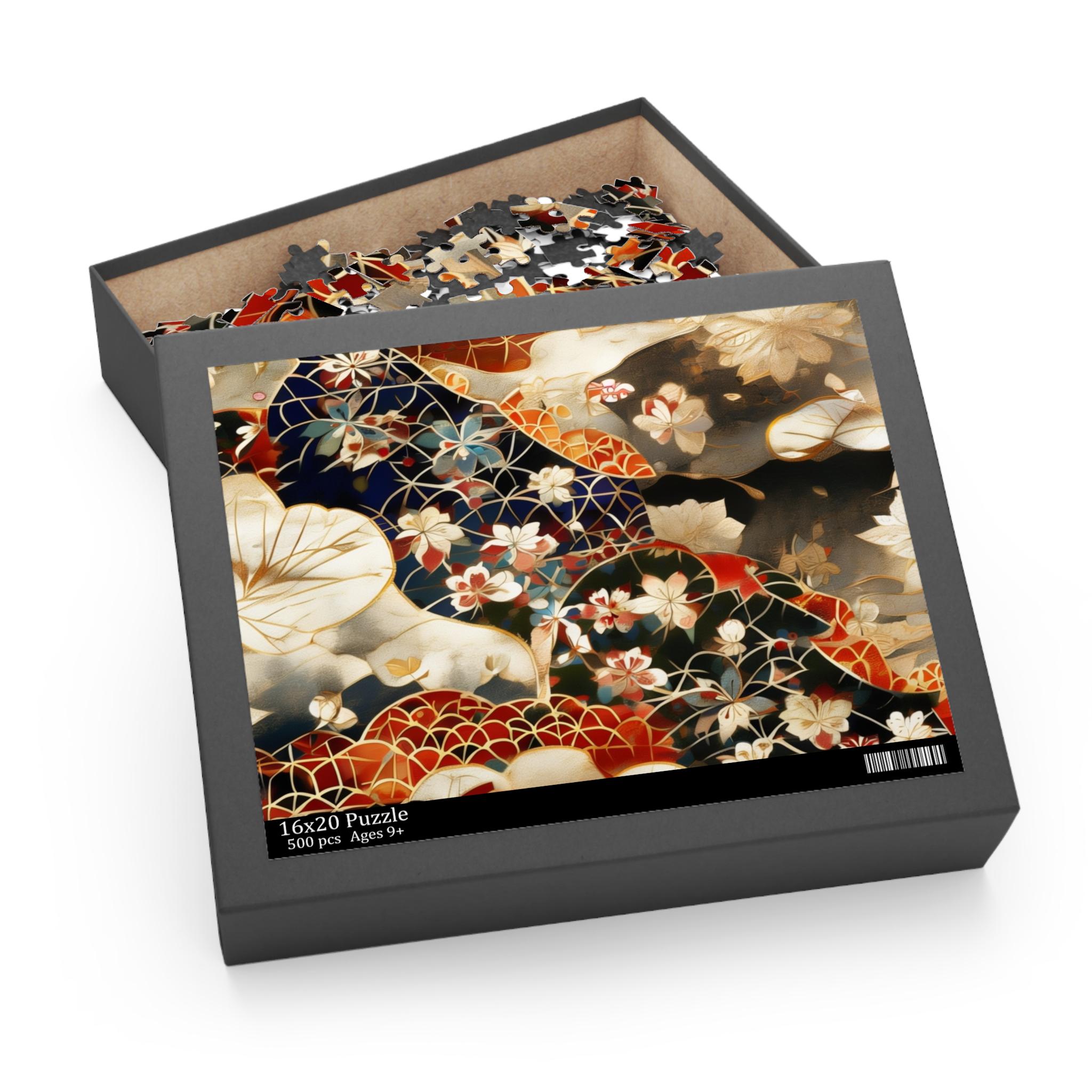 Puzzle, Traditional Japanese Pattern Collage, Colorful Design, Hemp ...