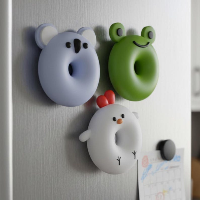 3D Print Magnet STL File – Cute Donut Friend Fridge Magnets, Easy Print ...
