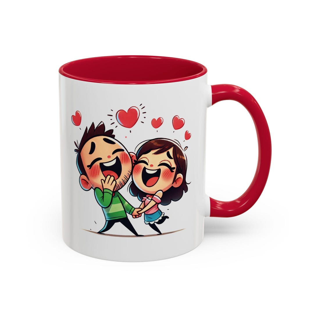 Colorful Mugs 11 OZ, Laughing Comic Love is Smile at Life Together ...