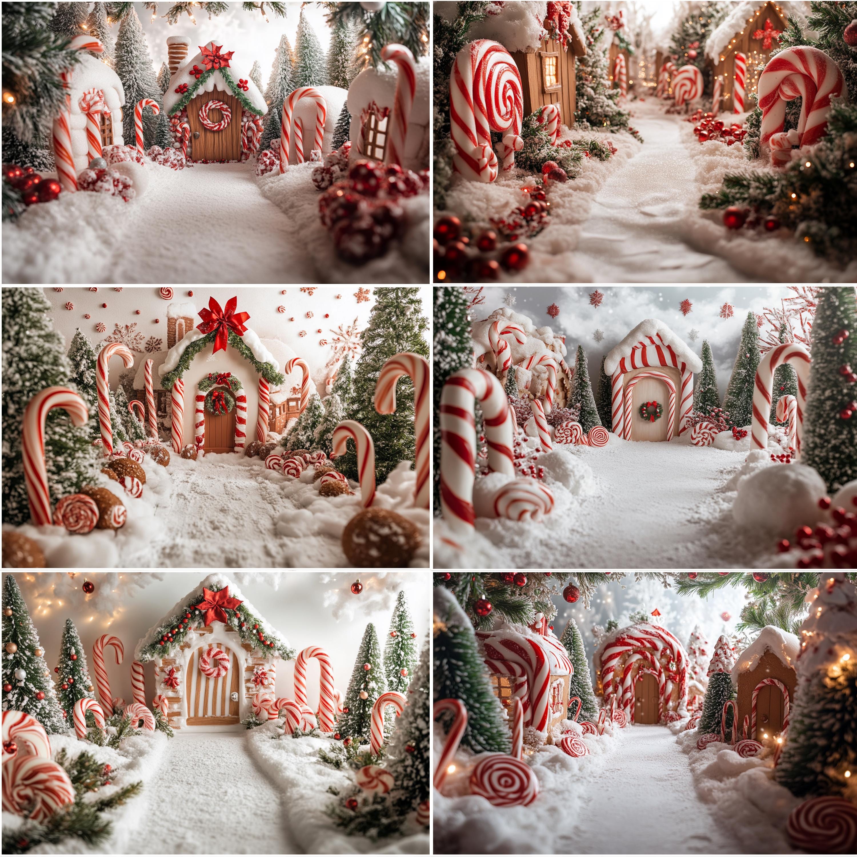 12 Candyland Christmas Digital Background, Christmas Village Digital ...