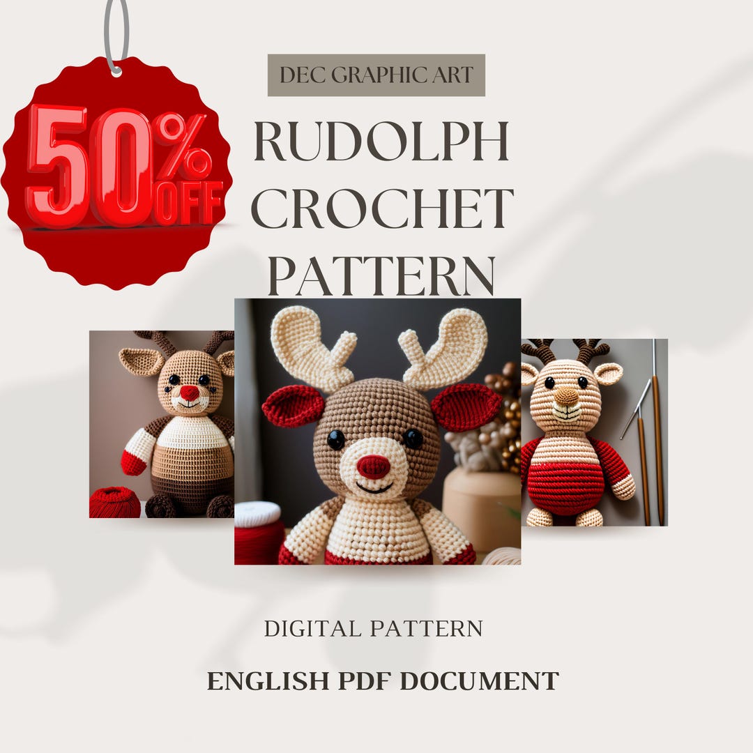Rudolph Amigurumi Crochet Pattern – PDF Christmas Reindeer Tutorial ...
