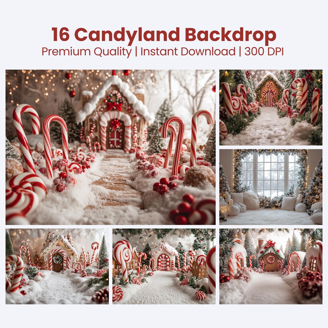 12 Candyland Christmas Digital Background, Christmas Village Digital ...